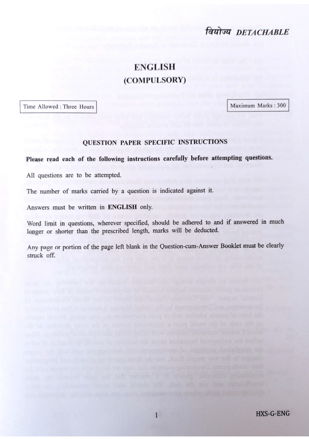 ENGLISH LANGUAGE COMPULSORY PAPER UPSC Civil Services MAINS